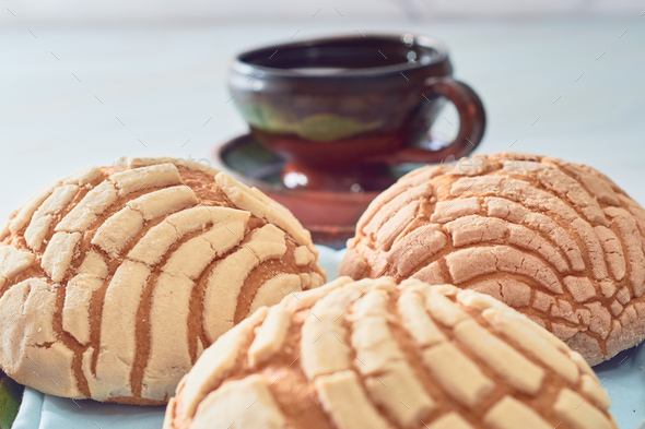 Authentic concha, traditional Mexican sweet bread made of vanilla and chocolate. Stock Photo by ...